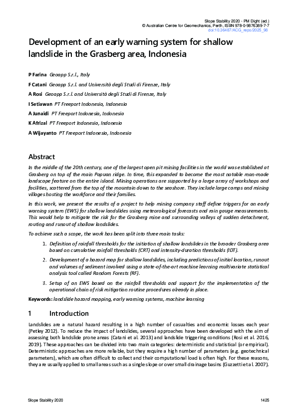 (PDF) Development of an early warning system for shallow landslide ...