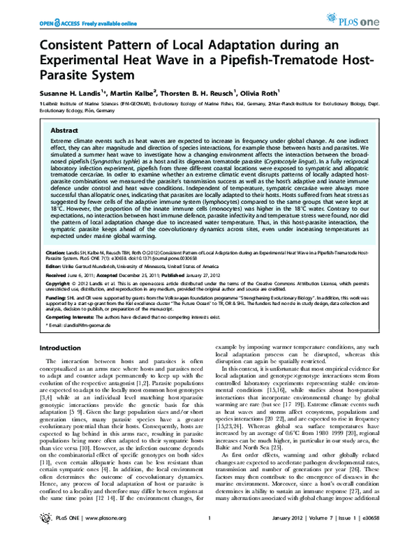 (PDF) Consistent Pattern of Local Adaptation during an Experimental ...