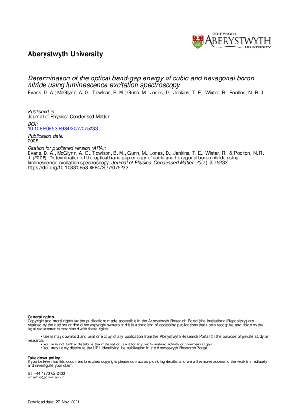 (PDF) Determination of the optical band-gap energy of cubic and hexagonal boron nitride using ...