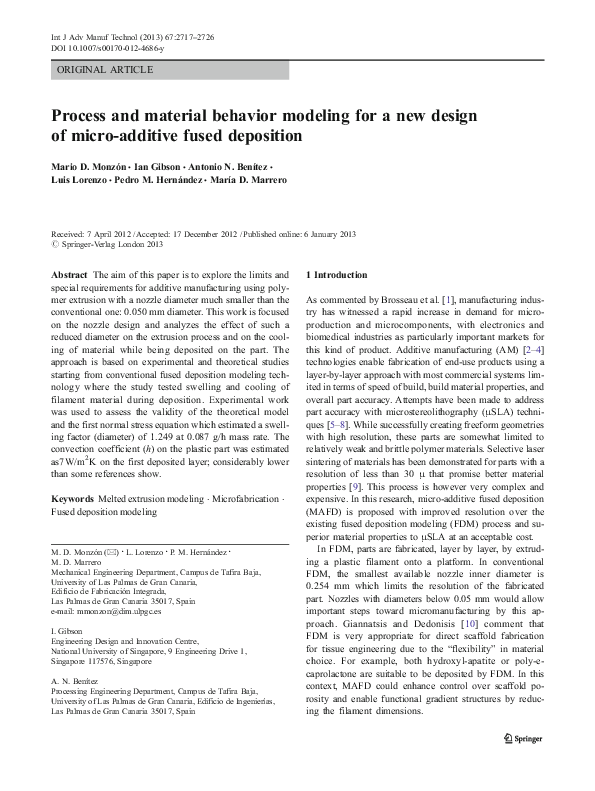 (PDF) Process and material behavior modeling for a new design of micro ...