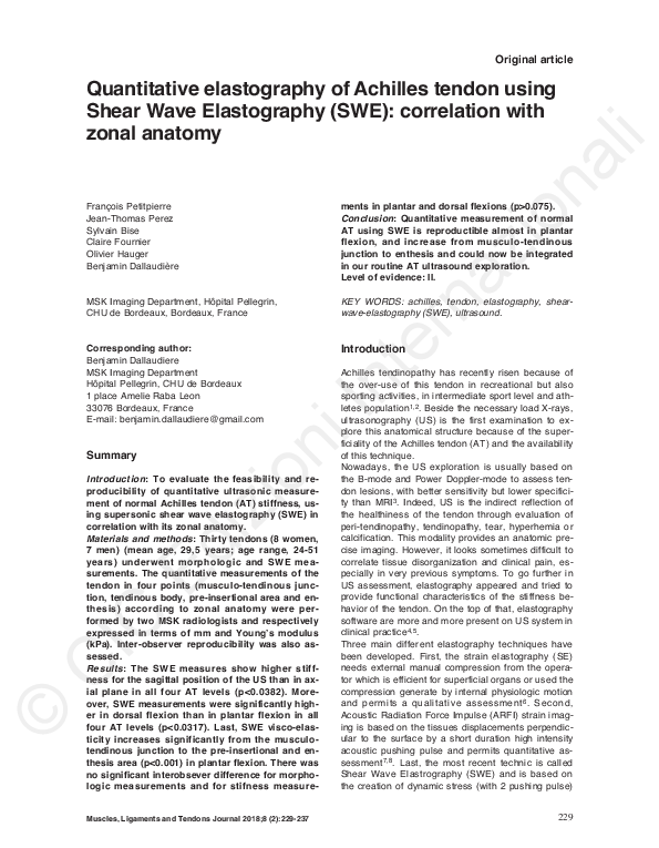(PDF) Quantitative elastography of Achilles tendon using Shear Wave Elastography (SWE ...