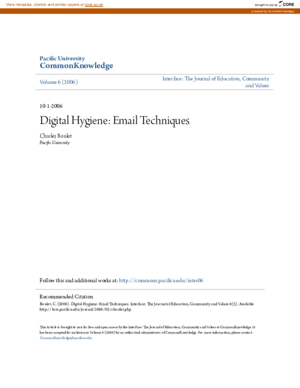 (PDF) Digital Hygiene: Email Techniques