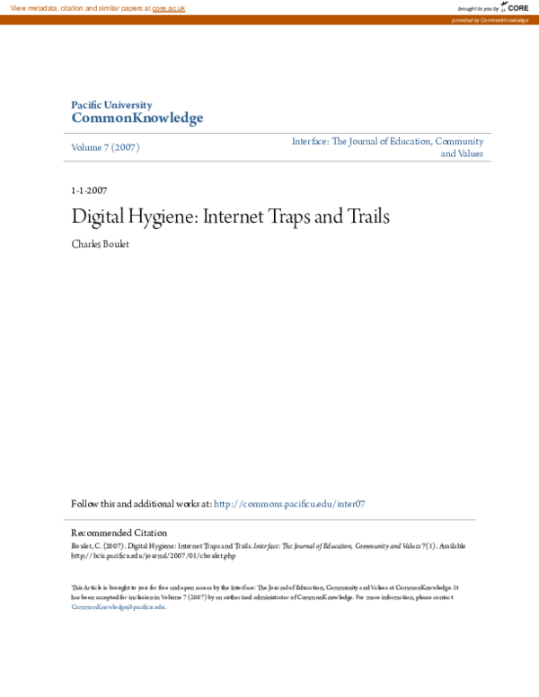 (PDF) Digital Hygiene: Internet Traps and Trails (PDF) Digital Hygiene: Internet Traps and Trails