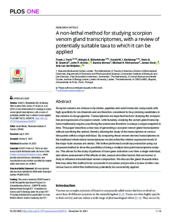 (PDF) A non-lethal method for studying scorpion venom gland ...