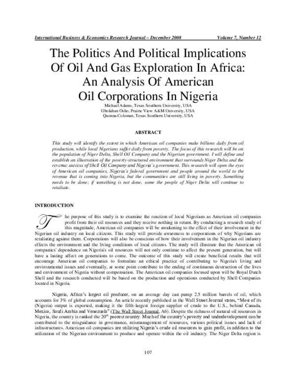 (PDF) The Politics And Political Implications Of Oil And Gas ...