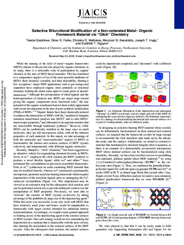 (PDF) Selective Bifunctional Modification of a Non-catenated Metal− ...