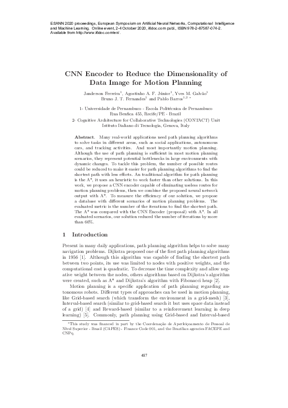 (PDF) CNN Encoder to Reduce the Dimensionality of Data Image for Motion Planning