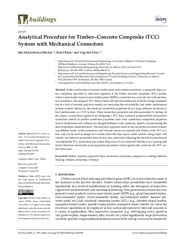 (PDF) Analytical Procedure for Timber−Concrete Composite (TCC) System ...