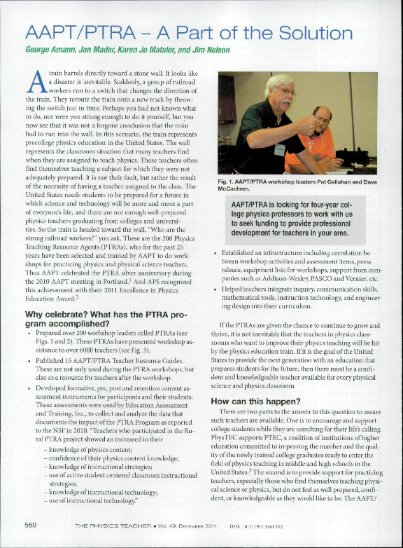 (PDF) AAPT/PTRA — A Part of the Solution | Karen Matsler - Academia.edu
