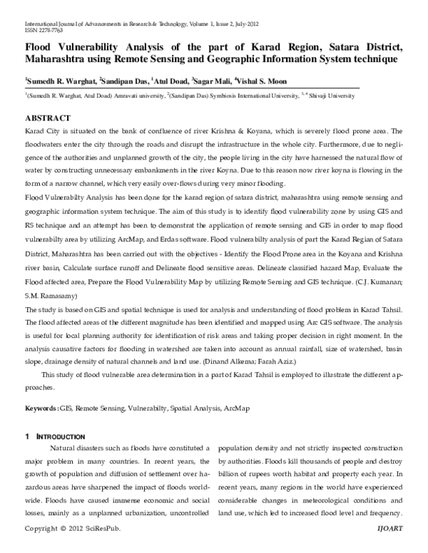 (PDF) Flood Vulnerability Analysis of the part of Karad Region, Satara ...