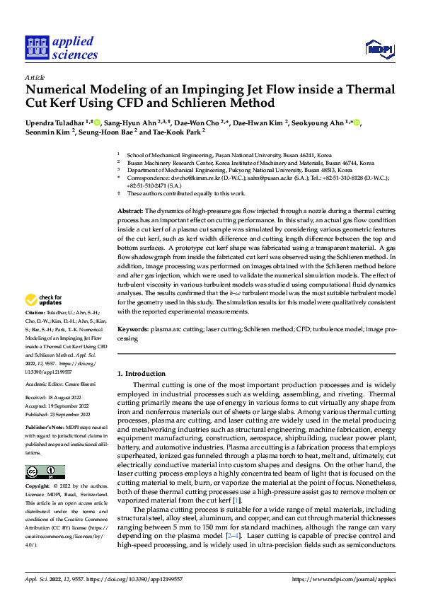 (PDF) Numerical Modeling of an Impinging Jet Flow inside a Thermal Cut Kerf Using CFD and ...