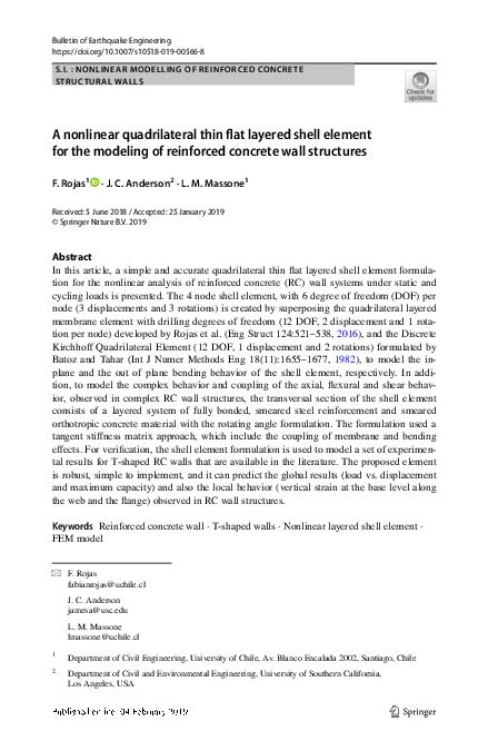 (PDF) A nonlinear quadrilateral thin flat layered shell element for the modeling of reinforced ...