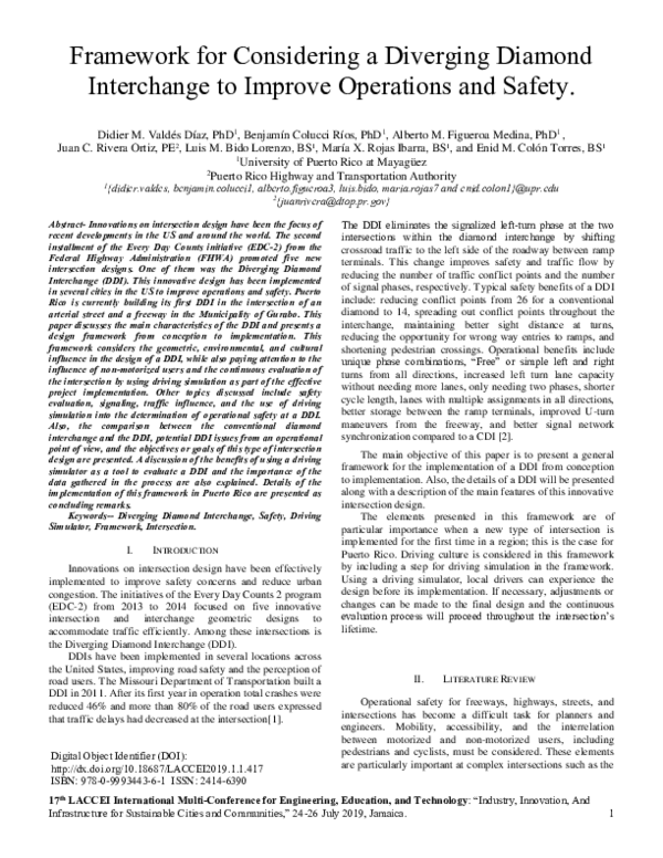 (PDF) Framework for Considering a Diverging Diamond Interchange to ...