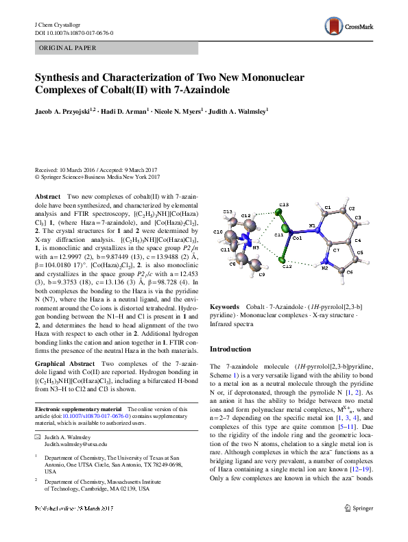 (PDF) Synthesis and characterization of two new monomers containing hindered amine | Nicole ...