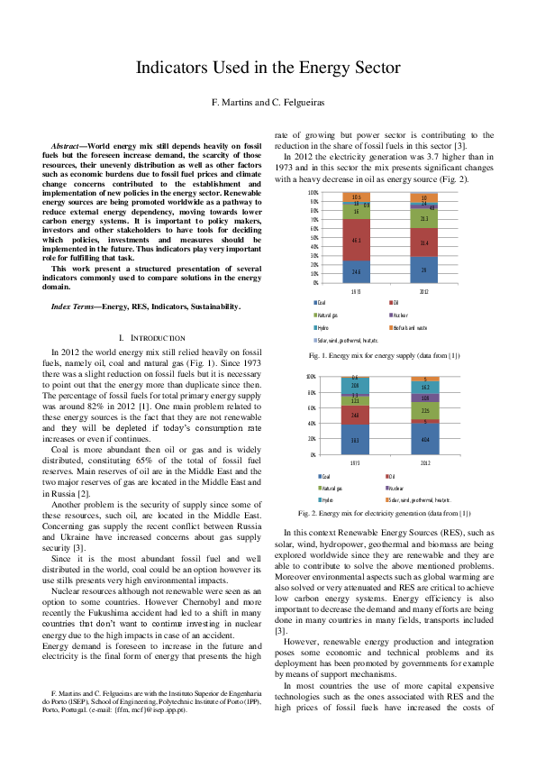 (PDF) Indicators Used in the Energy Sector