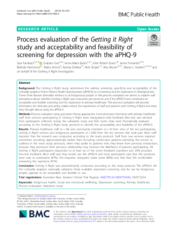 (PDF) Process evaluation of the Getting it Right study and acceptability and feasibility of ...