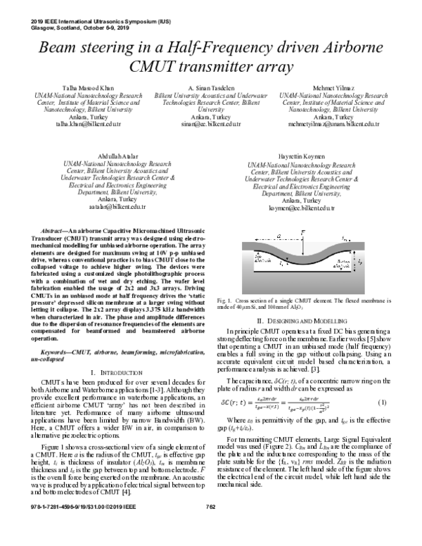 (PDF) Beam steering in a Half-Frequency driven Airborne CMUT ...