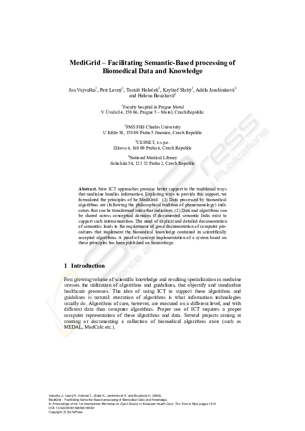 (PDF) MediGrid – Facilitating Semantic-Based processing of Biomedical Data and Knowledge