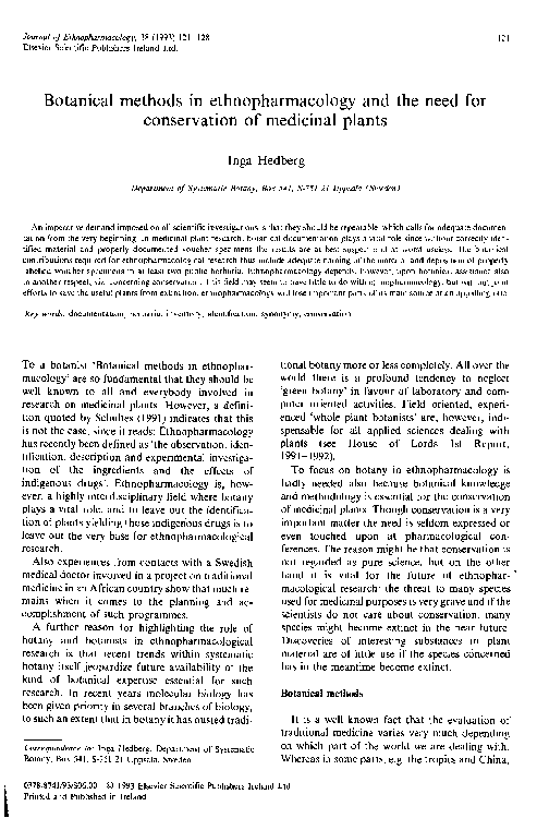 (PDF) Botanical methods in ethnopharmacology and the need for ...