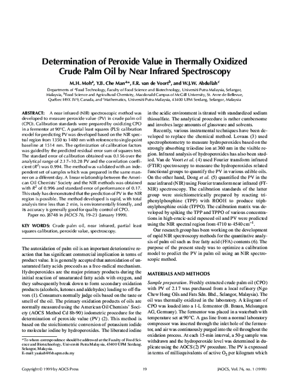 (PDF) Determination of peroxide value in thermally oxidized crude palm ...