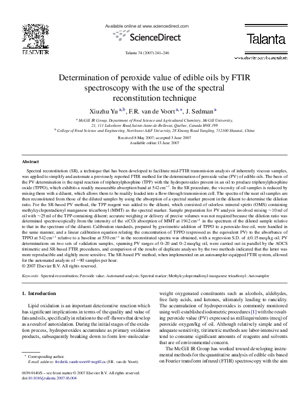 (PDF) Determination of peroxide value of edible oils by FTIR ...