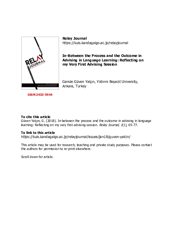 (PDF) In-Between the Process and Outcome in Advising in Language ...
