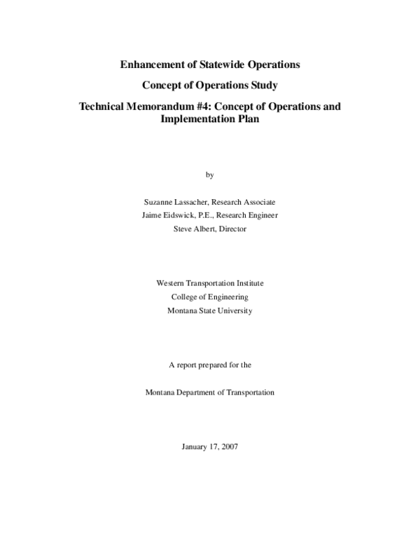 (PDF) Enhancement of Statewide Operations Concept of Operations Study ...