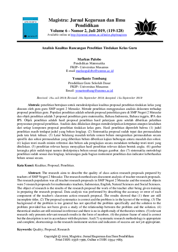 (PDF) Analisis Kualitas Rancangan Penelitian Tindakan Kelas Guru
