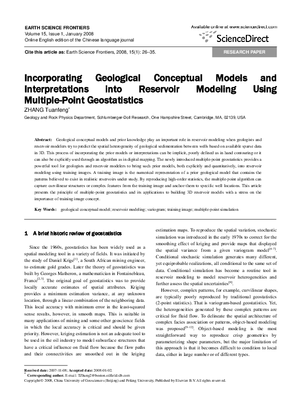 (PDF) Incorporating Geological Conceptual Models and Interpretations into Reservoir Modeling ...