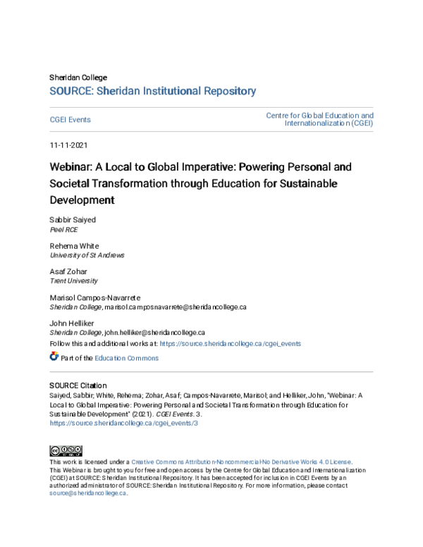 (PDF) Webinar: A Local to Global Imperative: Powering Personal and ...