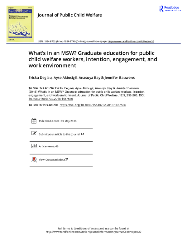 (PDF) What’s in an MSW? Graduate education for public child welfare ...