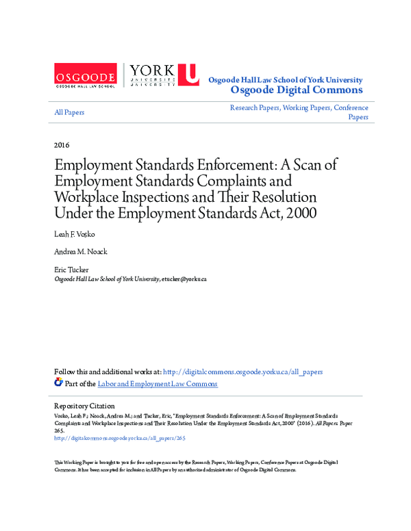 (PDF) Employment Standards Enforcement: A Scan of Employment Standards ...