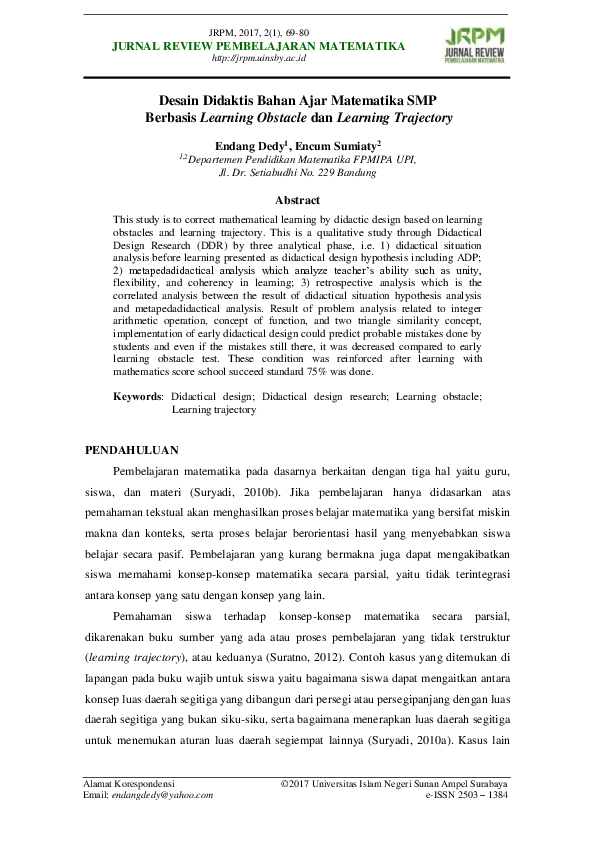 (PDF) Desain Didaktis Bahan Ajar Matematika SMP Berbasis Learning ...