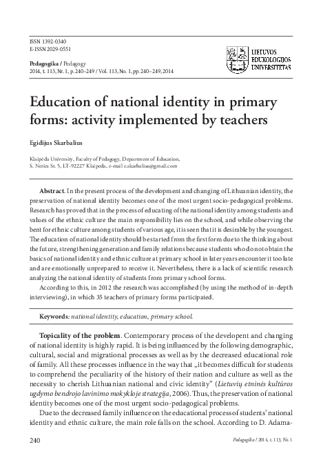 (PDF) Education of national identity in primary forms: activity ...