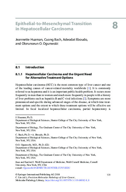 (PDF) Epithelial-to-Mesenchymal Transition in Hepatocellular Carcinoma