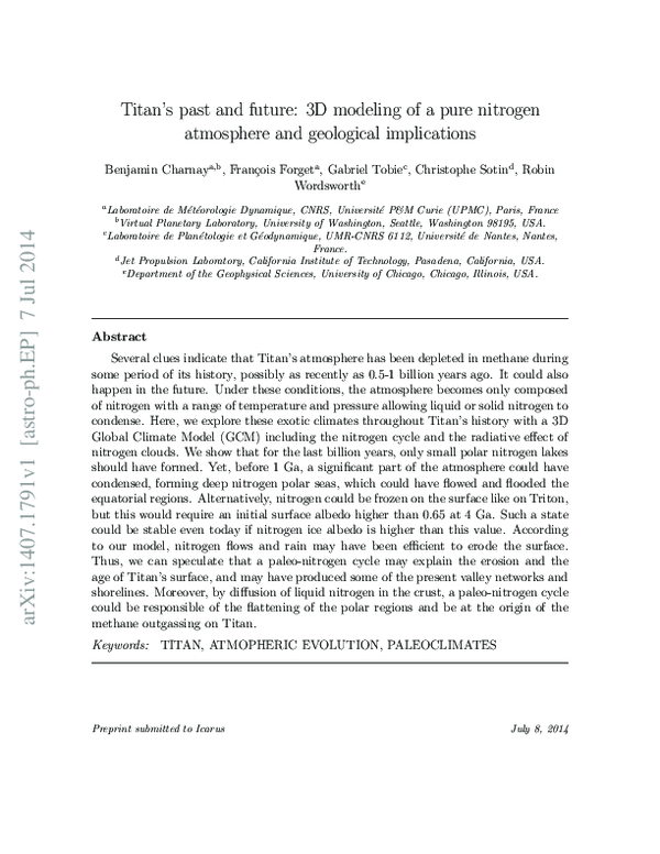 (PDF) Titan’s past and future: 3D modeling of a pure nitrogen ...