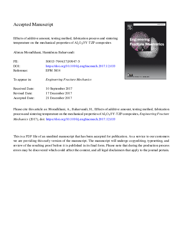 Pdf Effects Of Additive Amount Testing Method Fabrication Process And Sintering Temperature