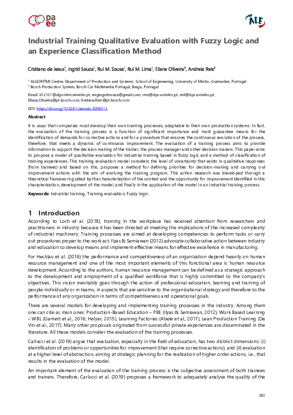 (PDF) Industrial Training Qualitative Evaluation with Fuzzy Logic and ...