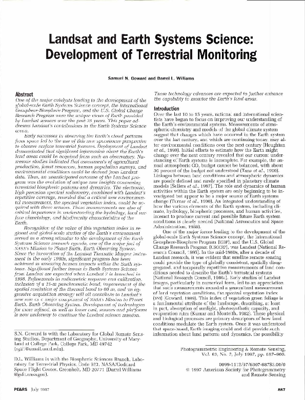 (PDF) Landsat and Earth Systems Science: Development of Terrestrial Monitoring