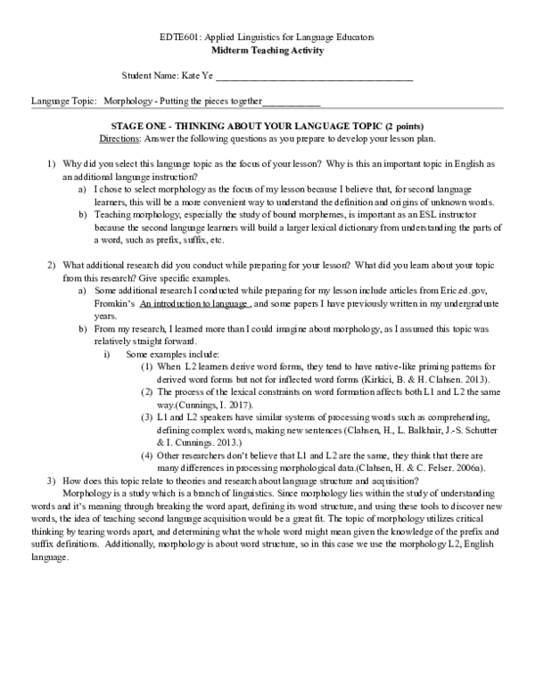 (DOC) Lesson Plan Morphology Learning PPT