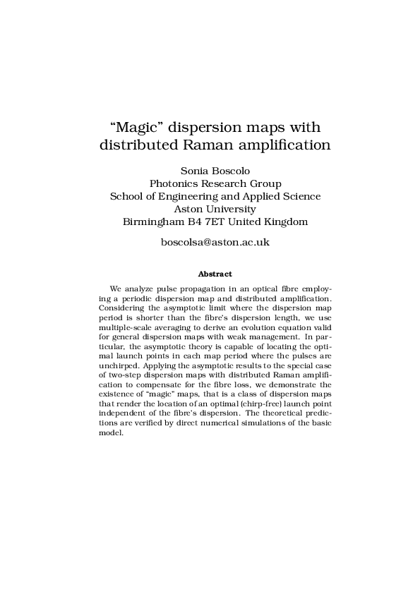 (PDF) “Magic” Dispersion Maps with Distributed Raman Amplification ...