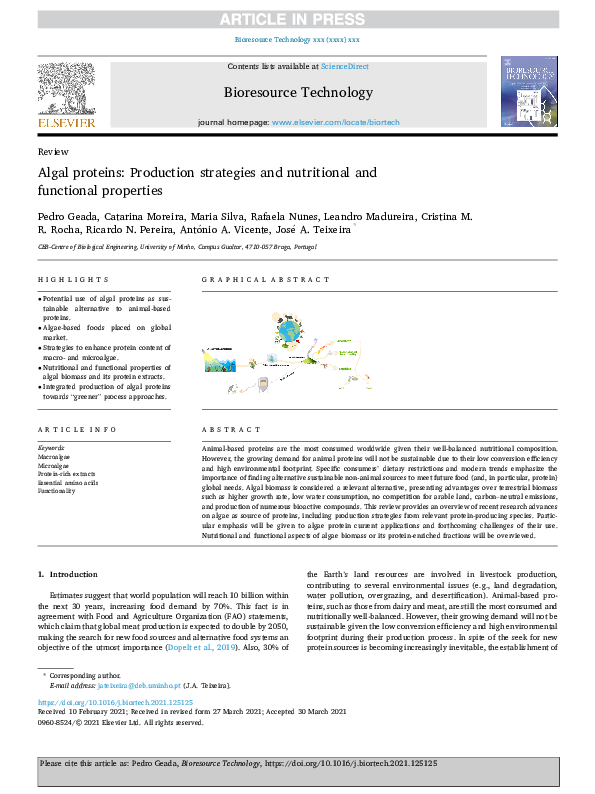 (PDF) Algal proteins: Production strategies and nutritional and ...