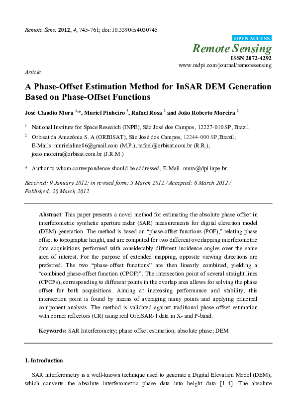 (PDF) A Phase-Offset Estimation Method for InSAR DEM Generation Based on Phase-Offset Functions ...