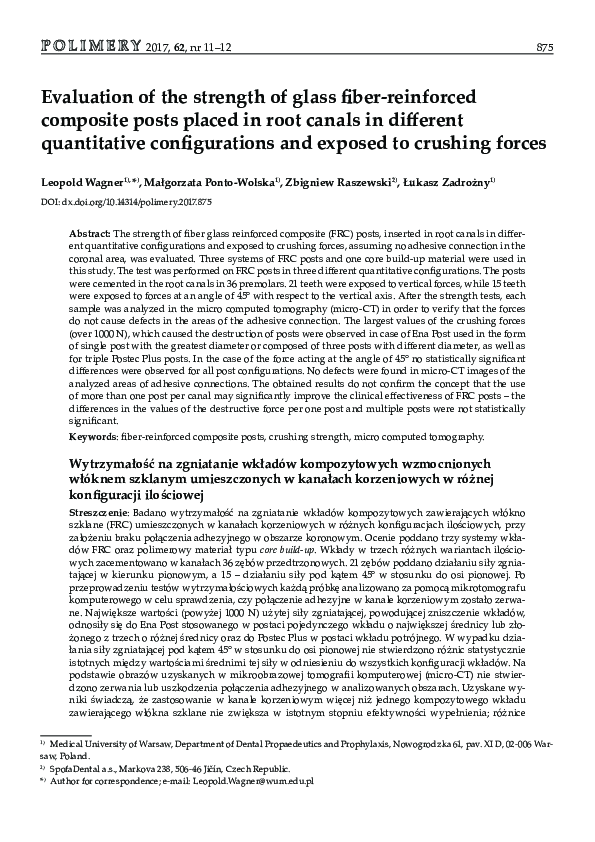 (PDF) Retentive properties of a new post and core system | Barry ...
