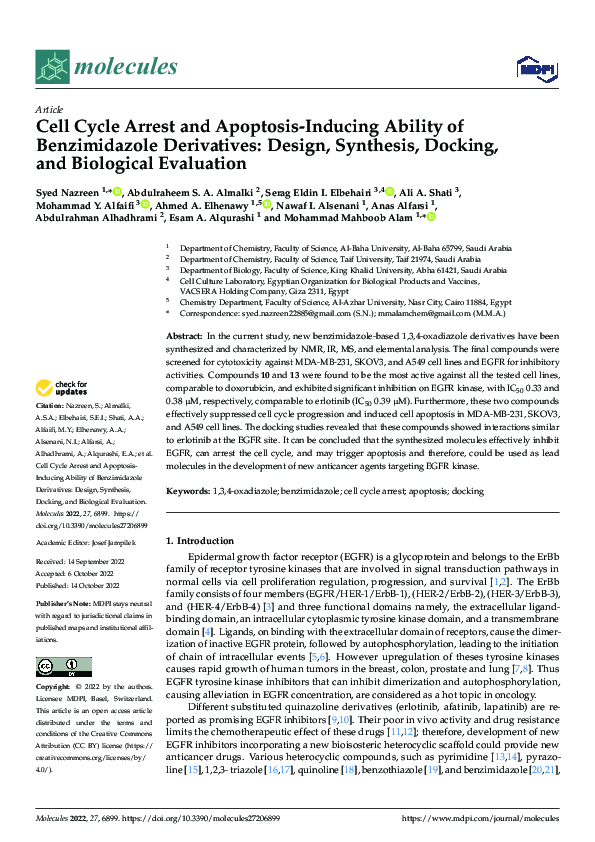 (PDF) Cell Cycle Arrest and Apoptosis-Inducing Ability of Benzimidazole Derivatives: Design ...