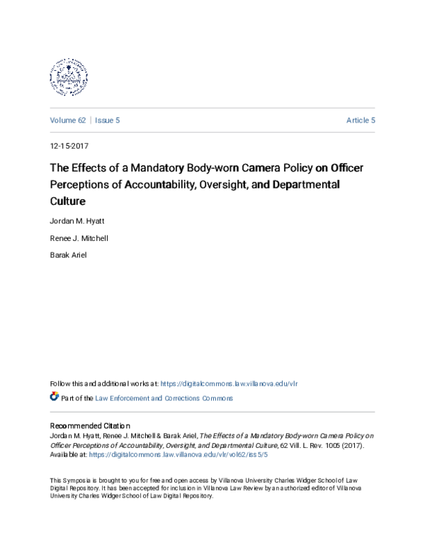 (PDF) The Effects of a Mandatory Body-worn Camera Policy on Officer ...