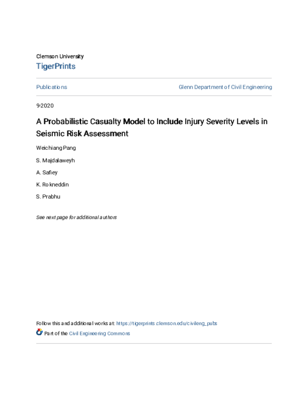 (PDF) A Probabilistic Casualty Model to Include Injury Severity Levels ...