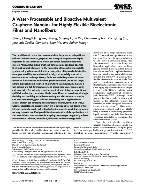 (PDF) A Water-Processable and Bioactive Multivalent Graphene Nanoink ...