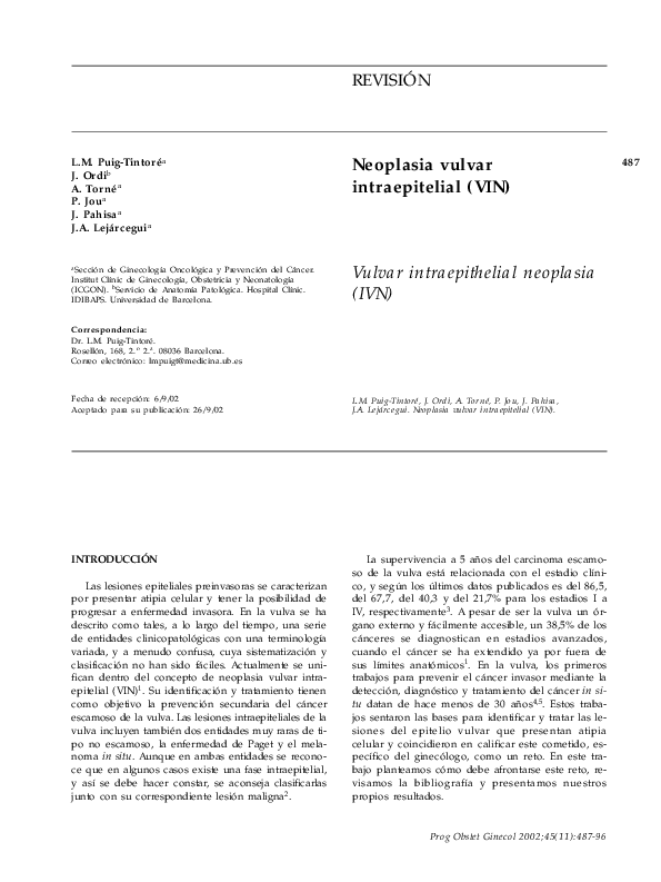 (PDF) Neoplasia vulvar intraepitelial (VIN) | Masuma Akther - Academia.edu