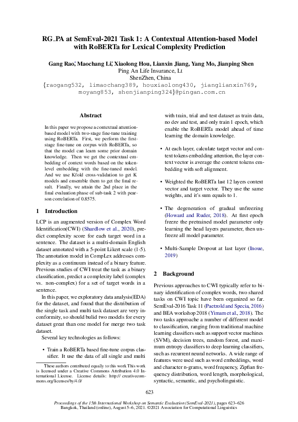 (PDF) RG PA at SemEval-2021 Task 1: A Contextual Attention-based Model with RoBERTa for Lexical ...